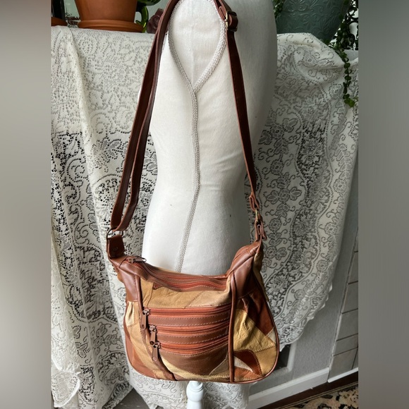 Hillard & Hanson | Bags | Vintage Patchwork Leather Crossbody Shoulder ...